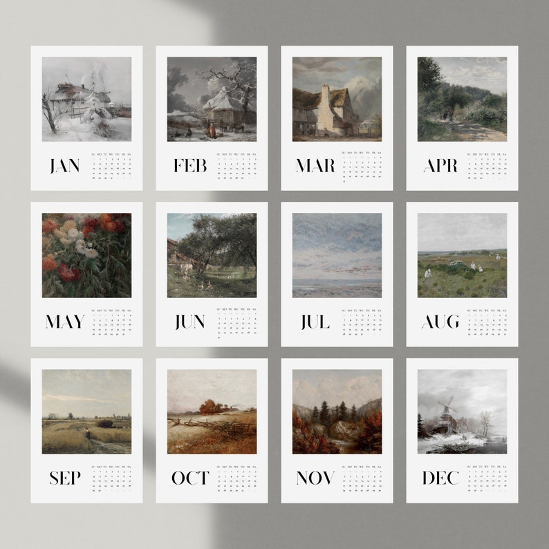 2024 Printable Wall Calendar Cottagecore Aesthetic Monthly - Etsy