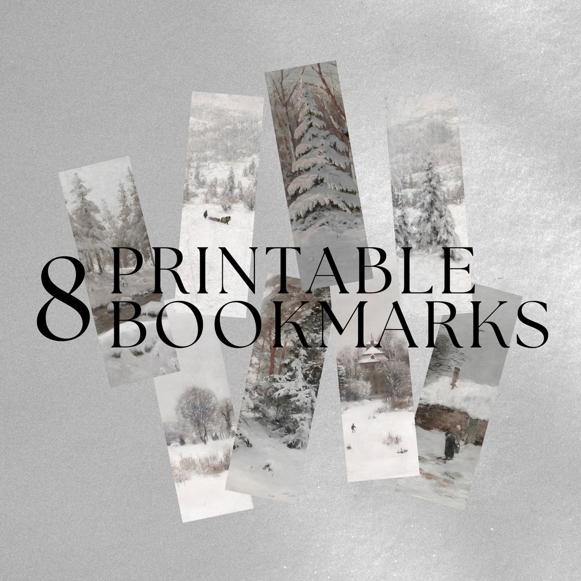 VINTAGE WINTERY Printable Bookmarks Vintage Painting Style Rustic ...