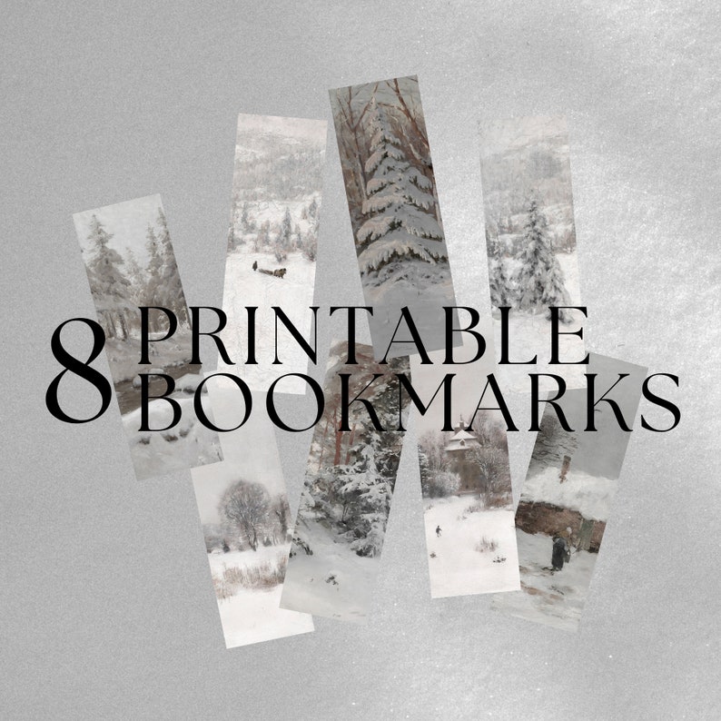 VINTAGE WINTERY Printable Bookmarks Vintage Painting Style Rustic ...