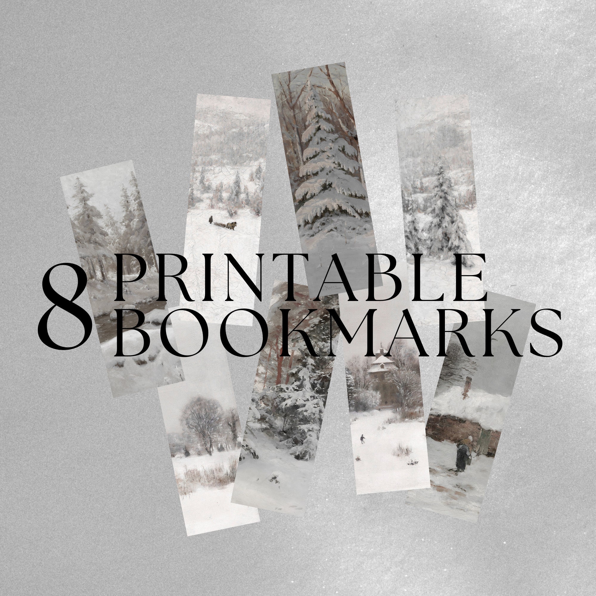 VINTAGE WINTERY Printable Bookmarks Vintage Painting Style Rustic ...