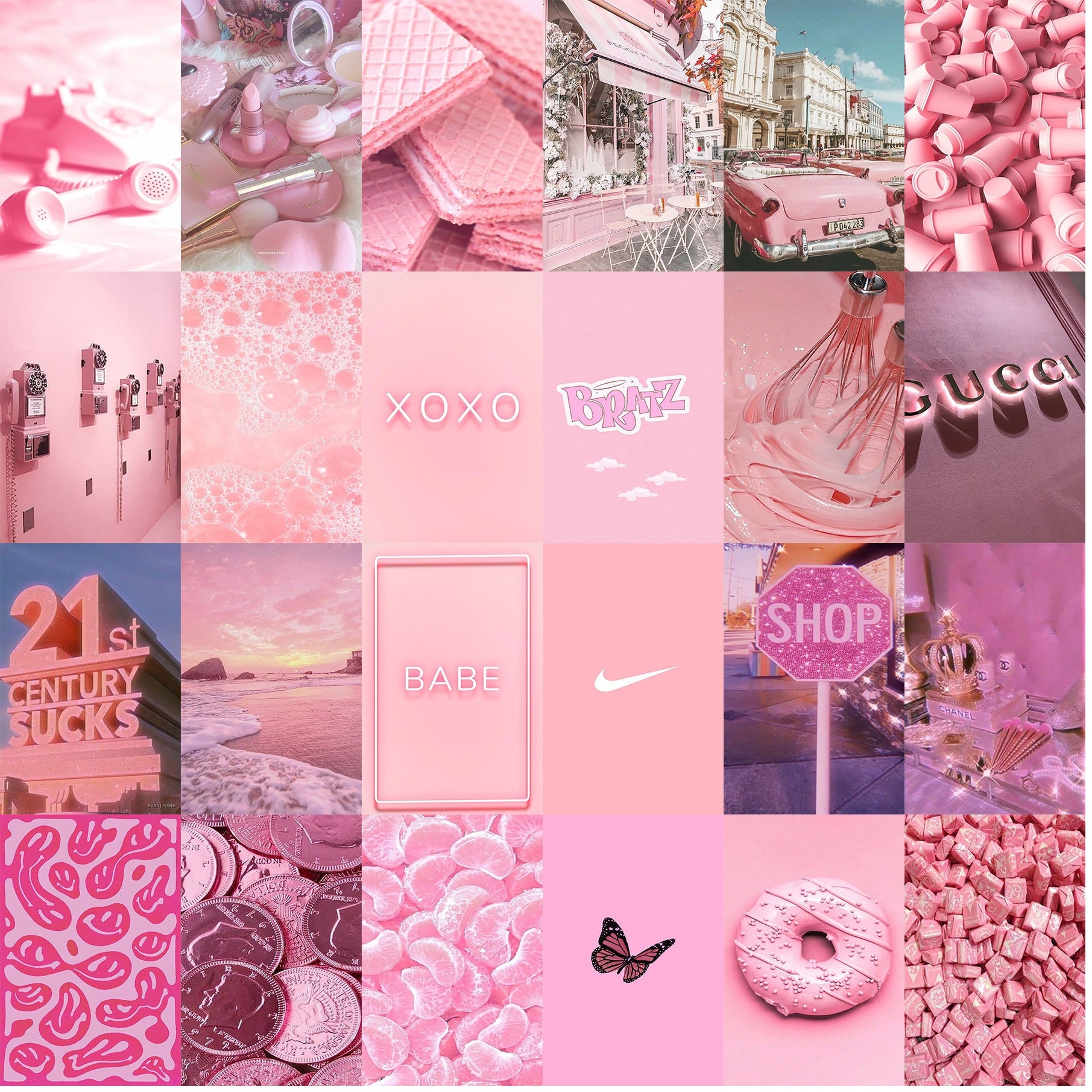 Pink Photo Wall Collage Kit Pink Aesthetic Baby Pink - Etsy UK