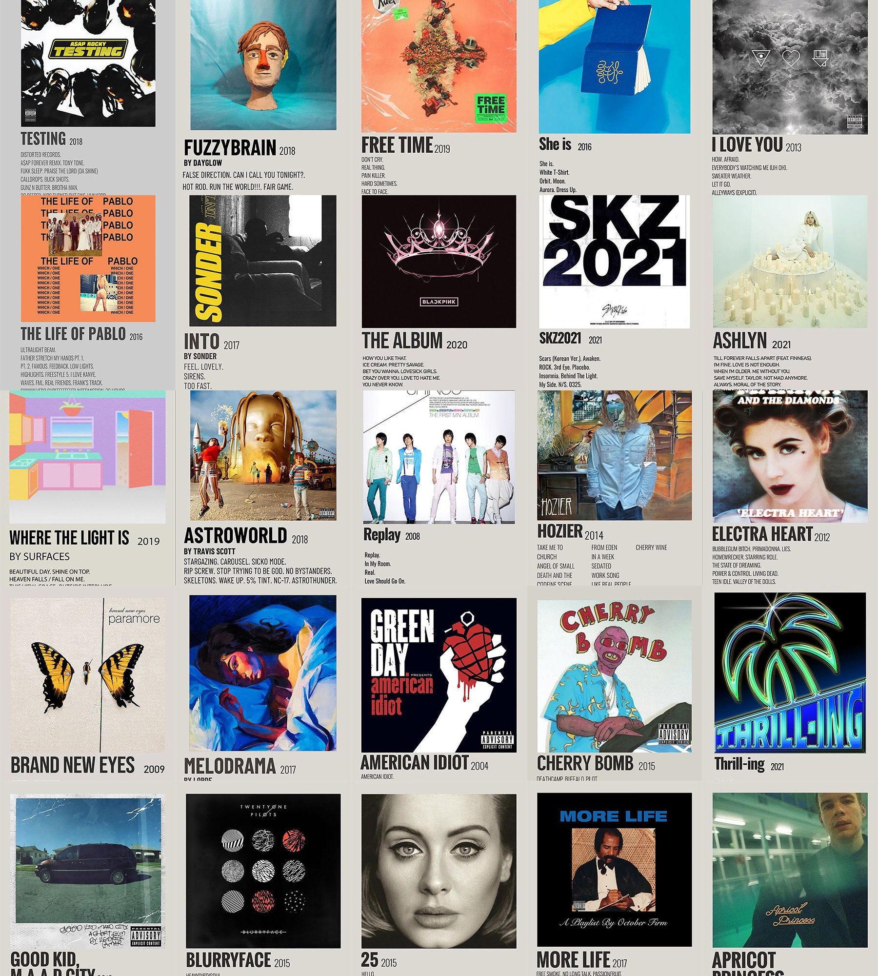 150 PCS Minimalist Album Cover Poster, Digital Music Posters, Album ...