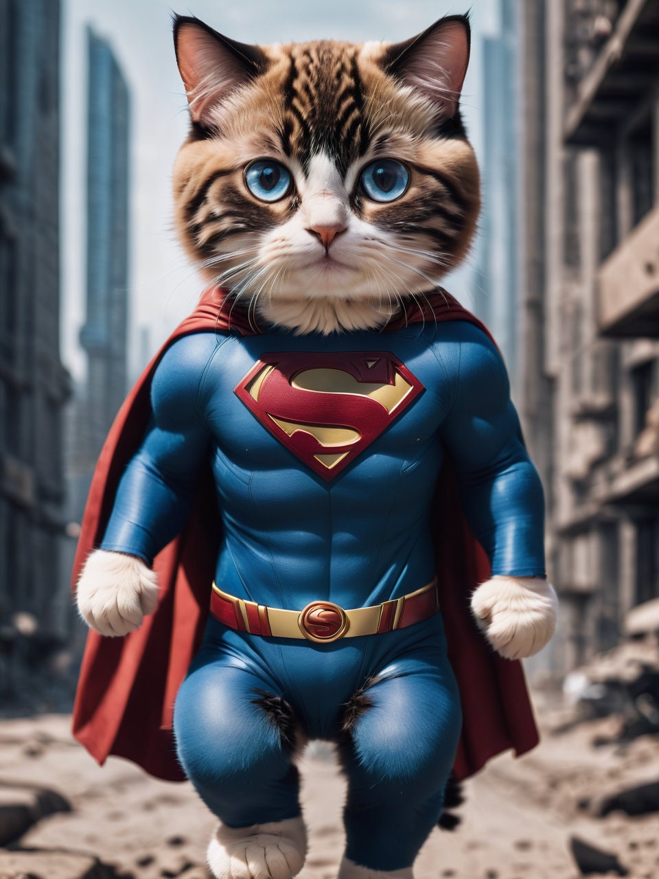 Superman Cat Poster, Cute Cat Poster, Gothic Pet Poster, Superhero ...