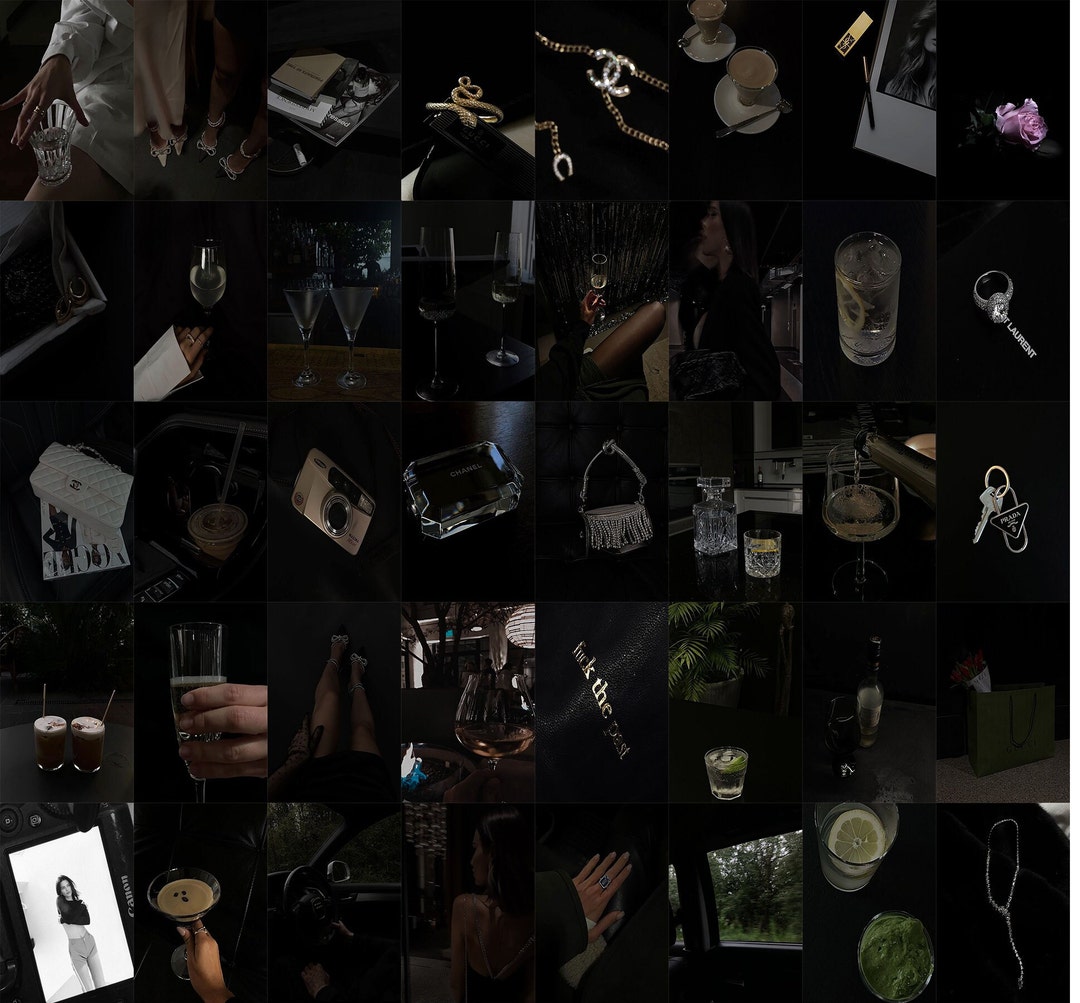 Boujee Dark Aesthetic Wall Collage Kit, Black Wall Collage Kit, Dark ...