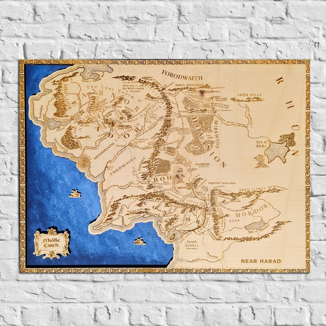 Middle Earth Map Wall Art Wooden LOTR Map Wood Wall Hanging - Etsy UK