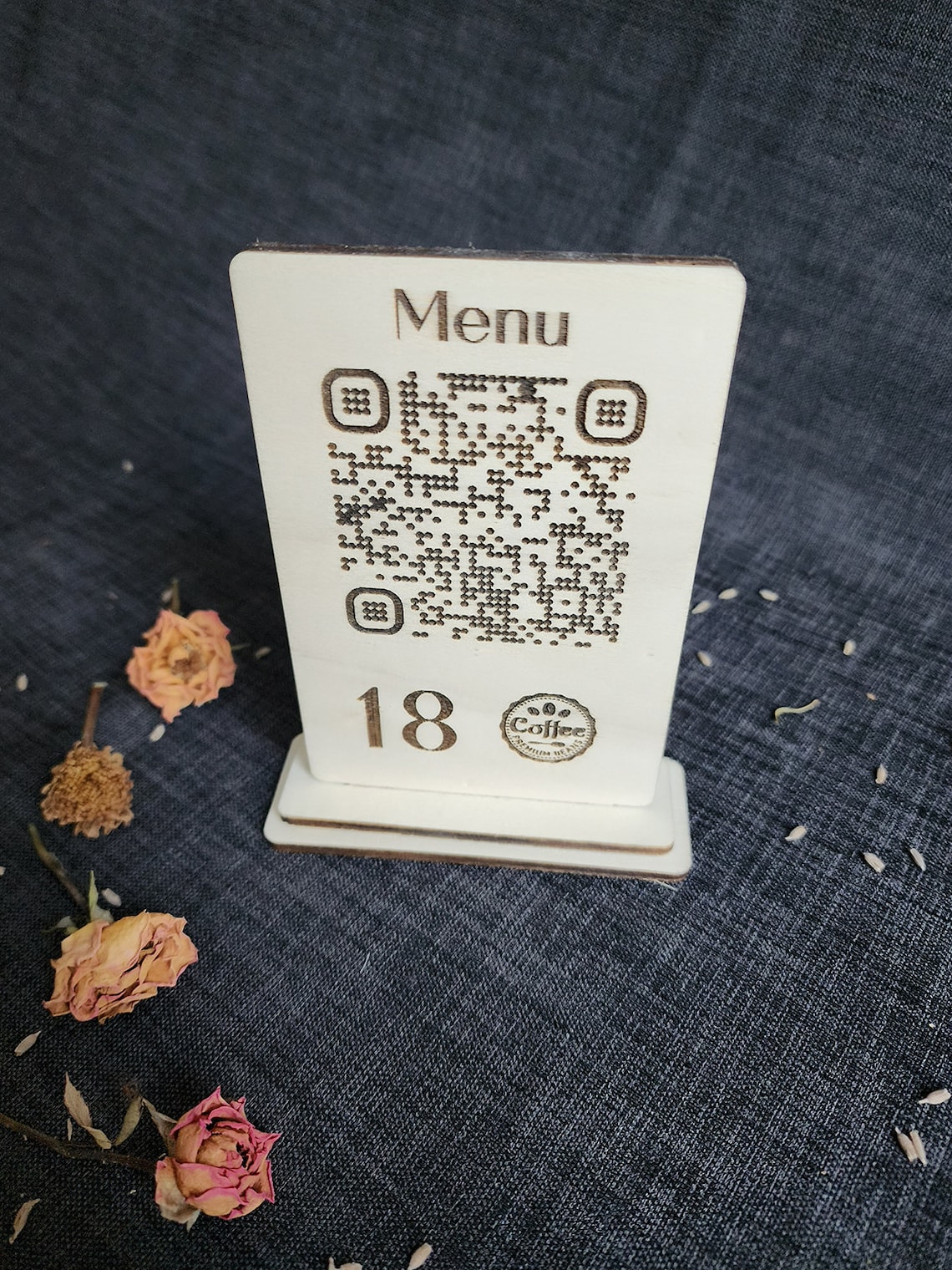 Engraved Wooden Table Number With QR Code Menu (12,5 X 9cm) - Etsy