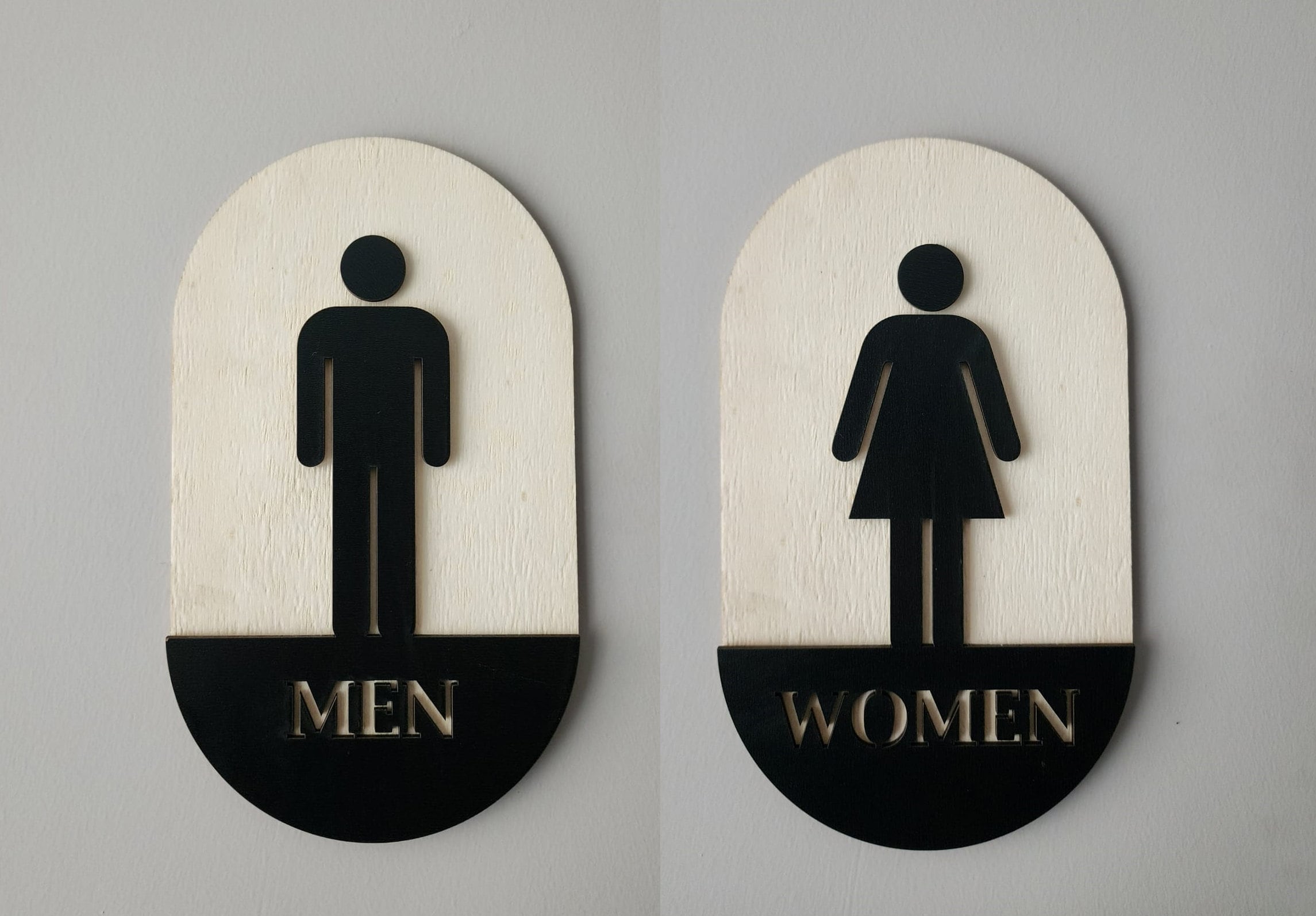 Wood Restroom Sign Set, WC Sign for Cafe, Cafe & Restaurant Restroom ...