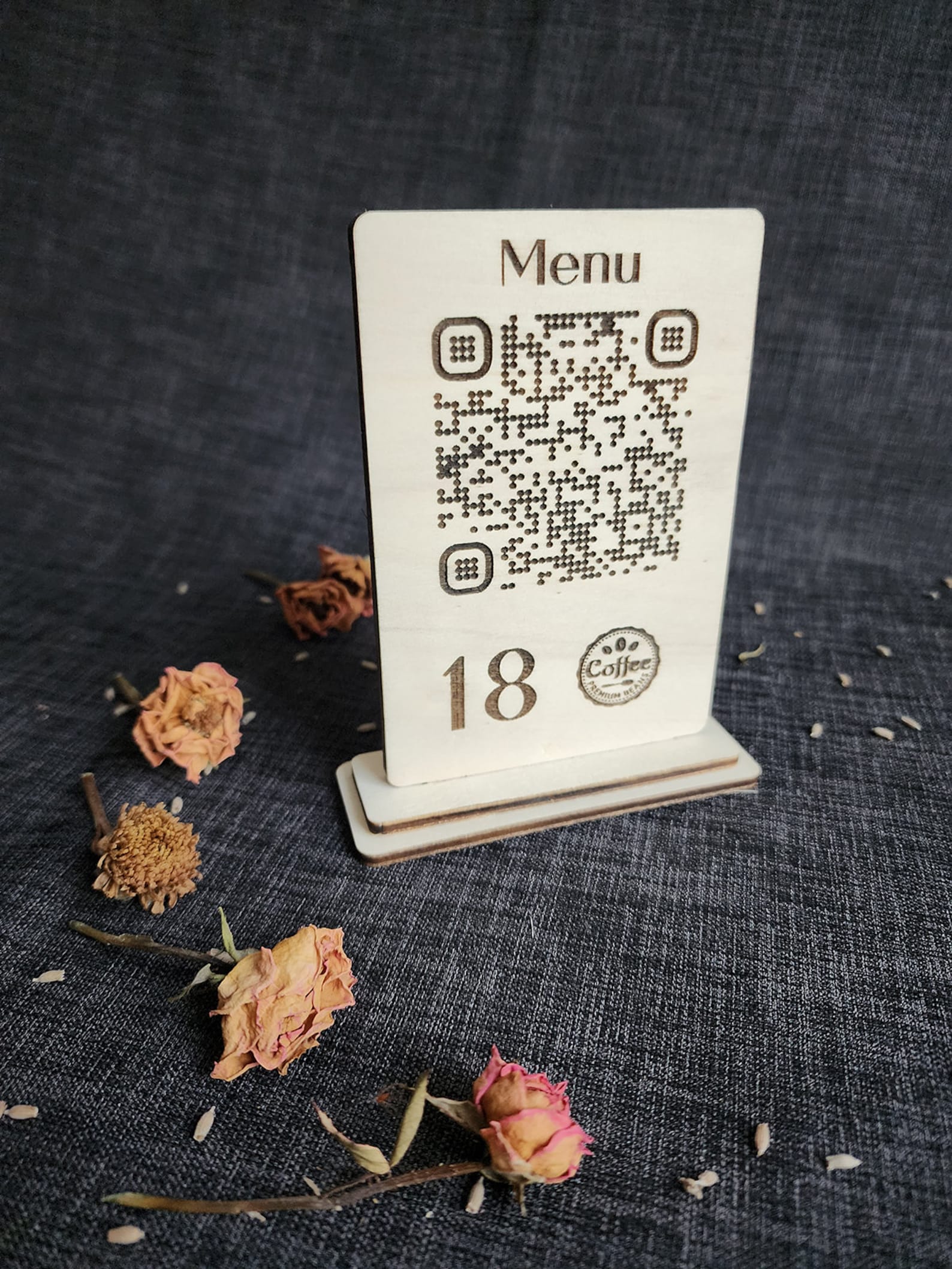 Engraved Wooden Table Number With QR Code Menu (12,5 X 9cm) - Etsy