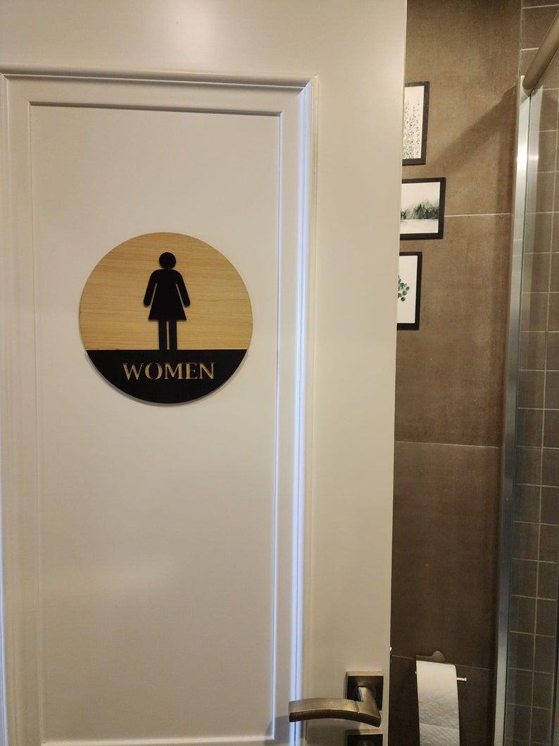 Wood Restroom Sign Set, WC Sign for Cafe, Cafe & Restaurant Restroom ...