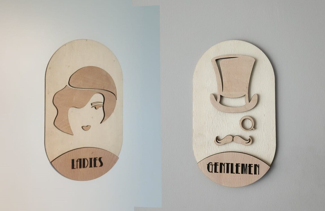 Restroom Sign Set, WC Sign for Cafe, Cafe & Restaurant Restroom Sign ...