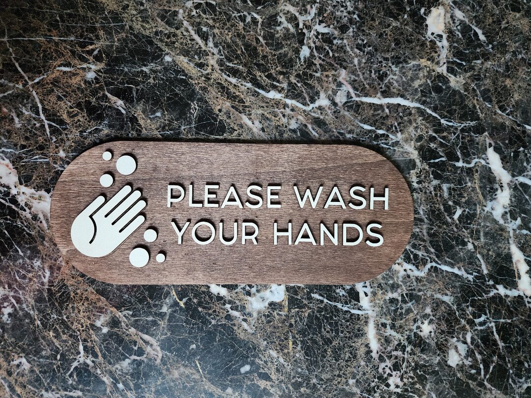 Wooden Please Wash Your Hands Sign, Handwashing Reminder, Health and ...