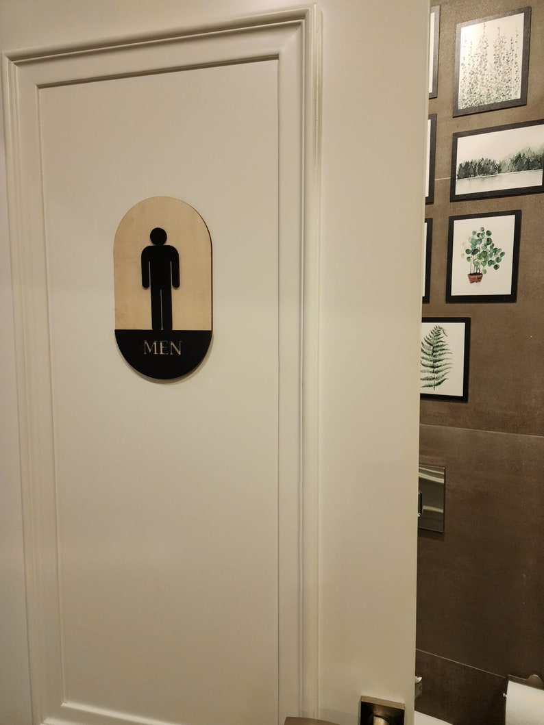 Wood Restroom Sign Set, WC Sign for Cafe, Cafe & Restaurant Restroom ...
