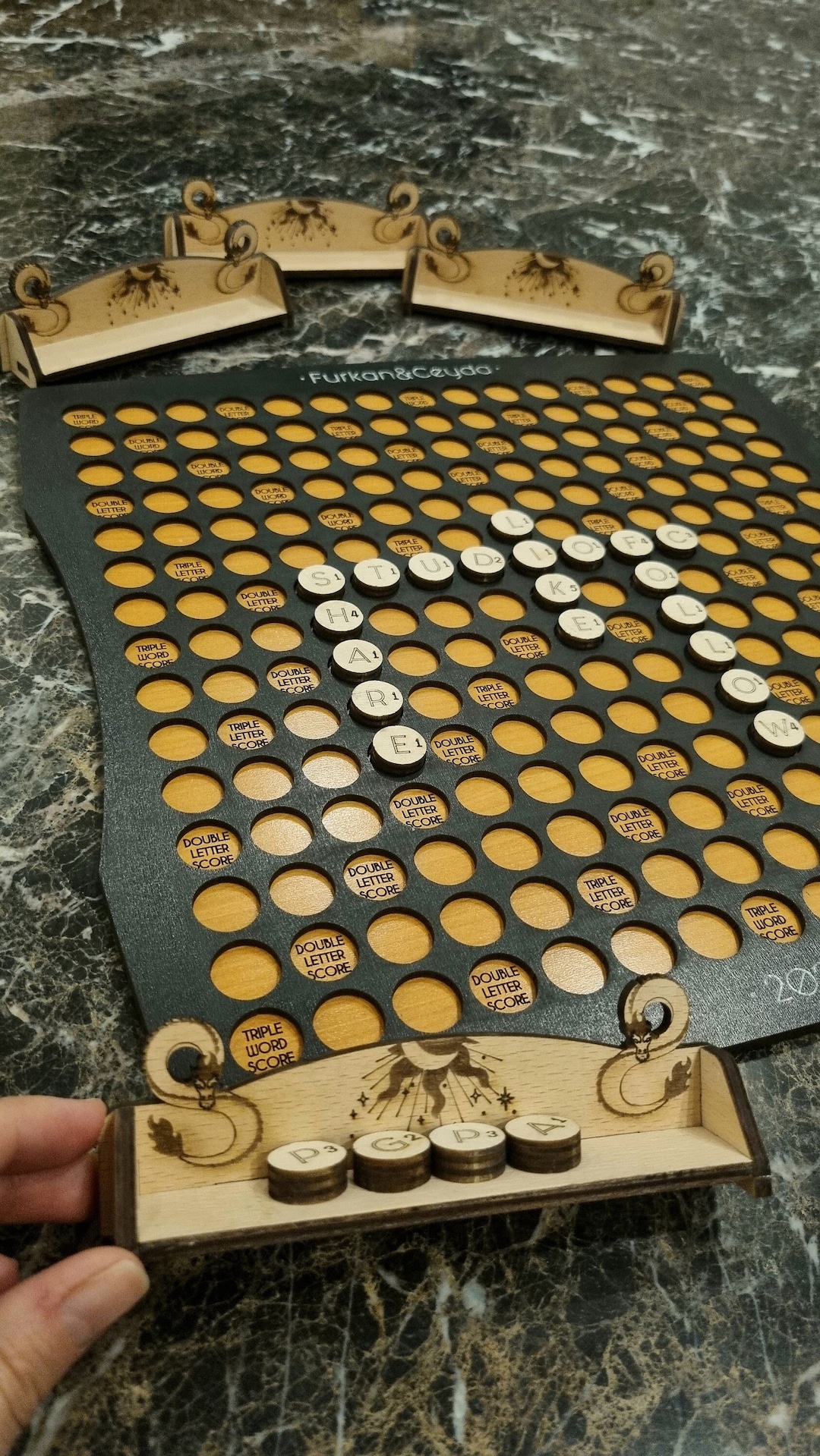 Handmade Wooden Word Game, Personalized Wooden Board Game, Deluxe Word ...
