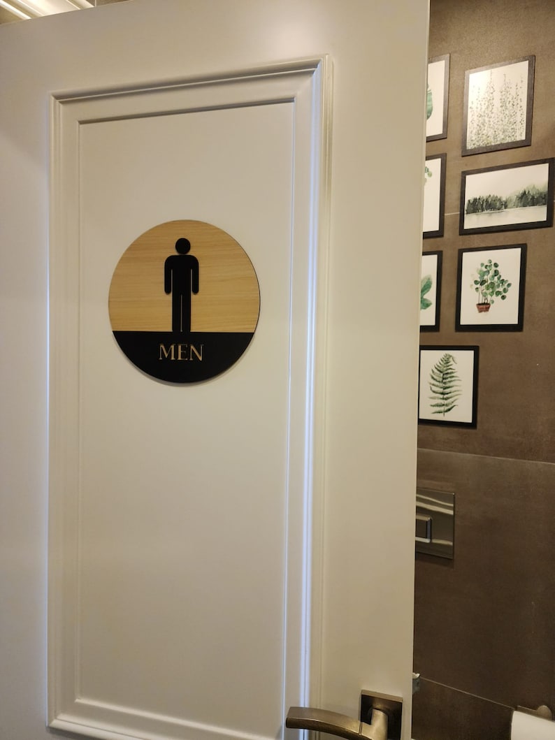 Wood Restroom Sign Set, WC Sign for Cafe, Cafe & Restaurant Restroom ...