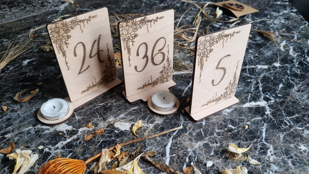 Números de mesa de boda, números de mesa de madera, decoración de boda ...