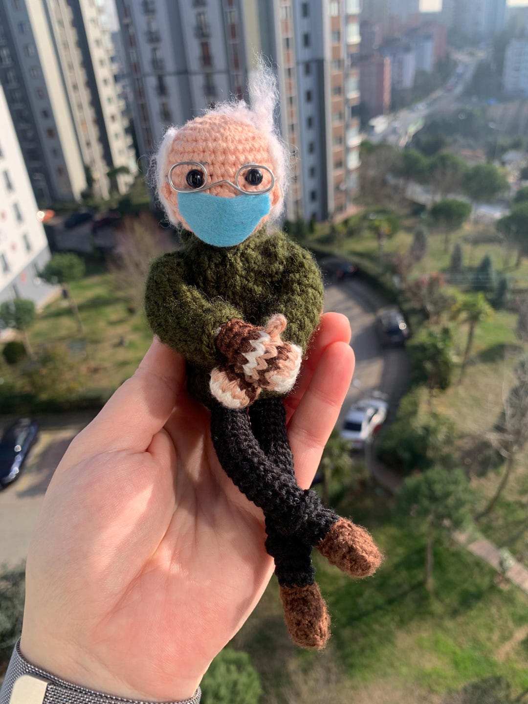 Bernie Sanders Crochet Doll With Mittens,handmade Bernie Amigurumi - Etsy