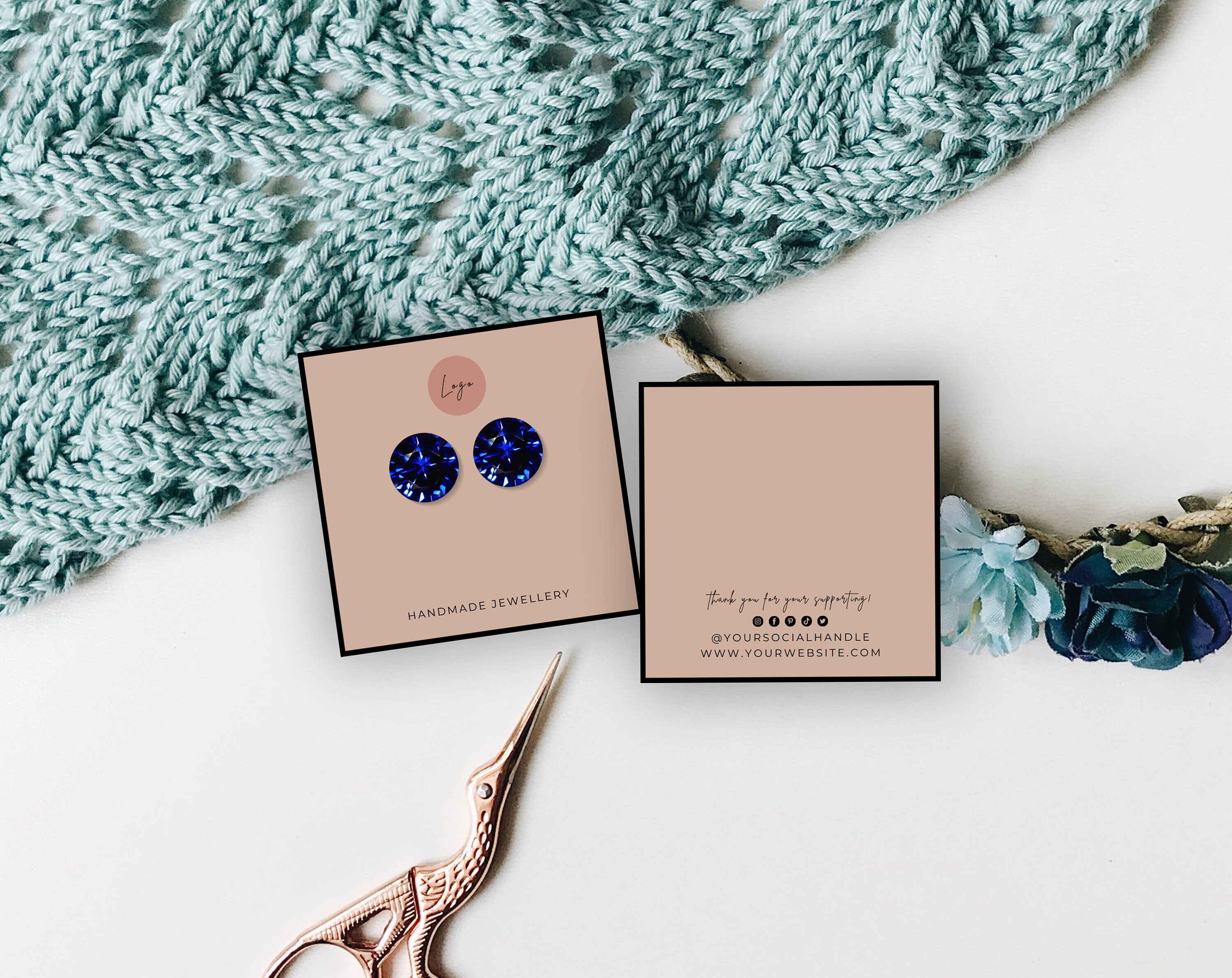 Custom Earring Display Card Template Editable Jewelry | Etsy