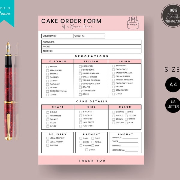 Bakery Order Forms - Etsy
