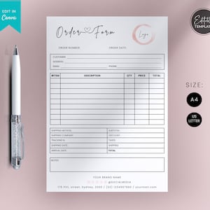 Editable Order Form Template Modern Order Form Small - Etsy Canada