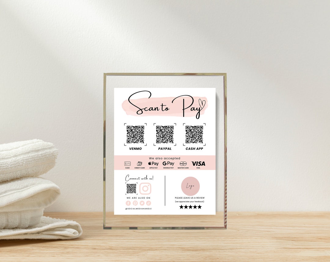 Editable QR Code Sign Template Printable Scan to Pay Sign - Etsy