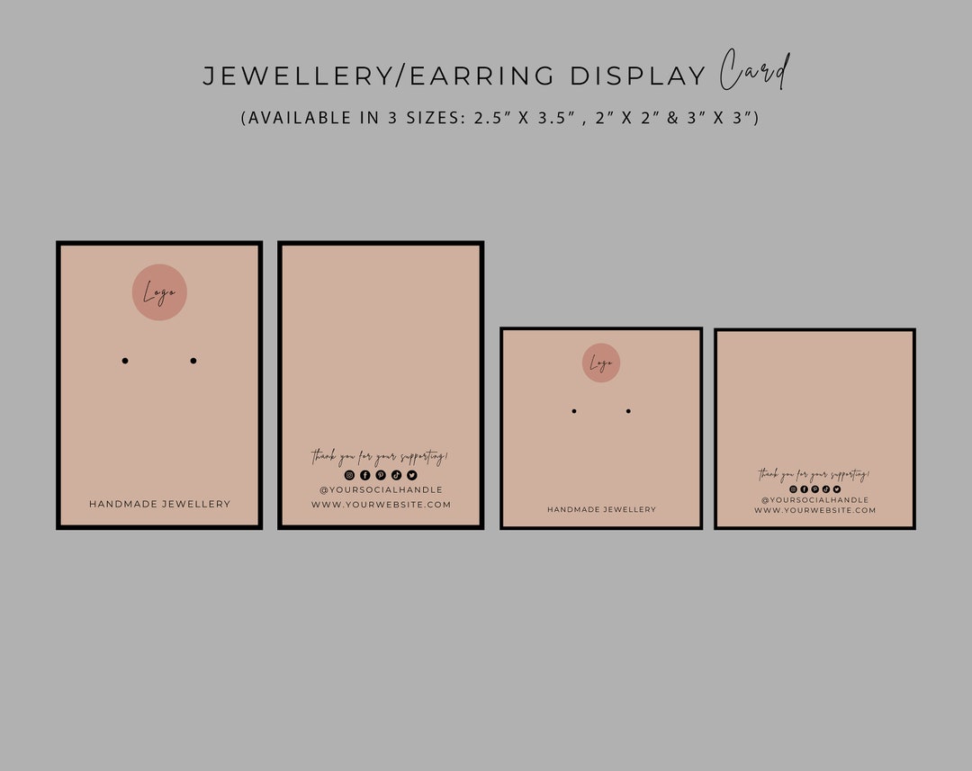 Custom Earring Display Card Template Editable Jewelry - Etsy