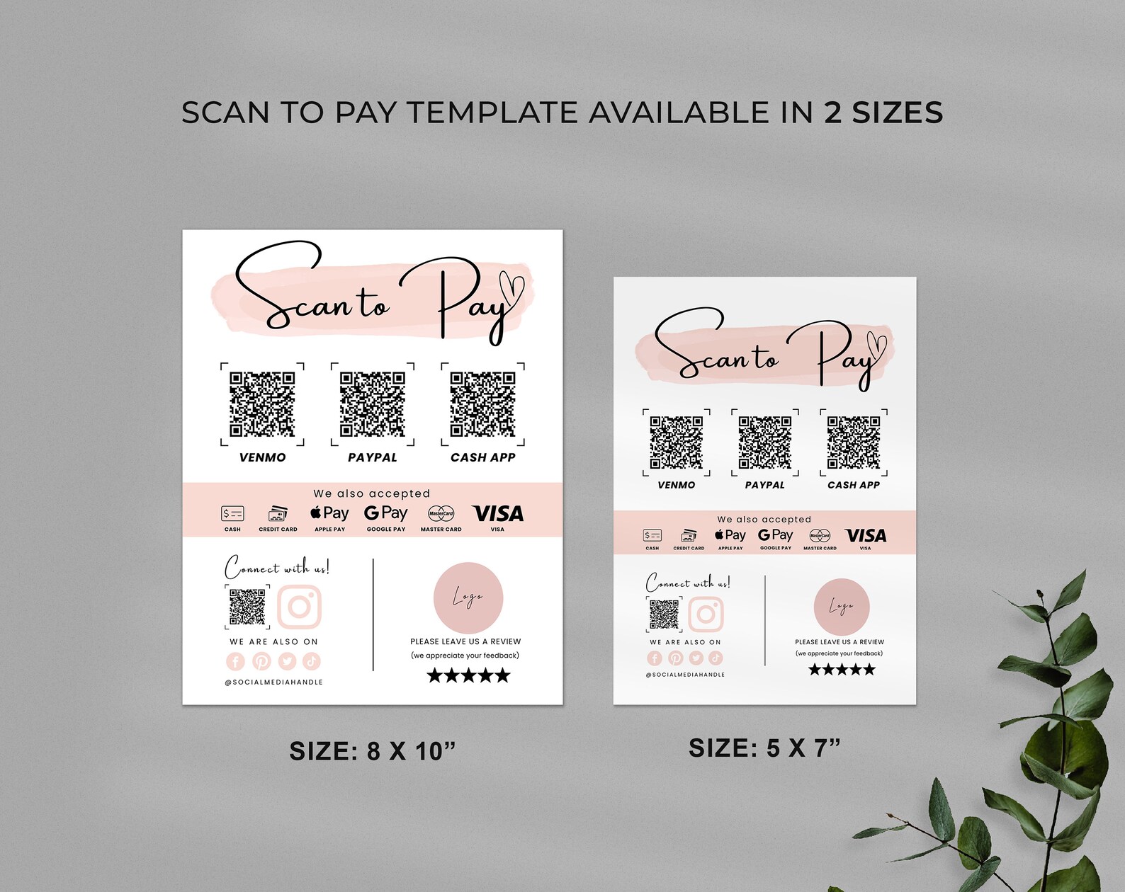 Editable QR Code Sign Template Printable Scan to Pay Sign - Etsy