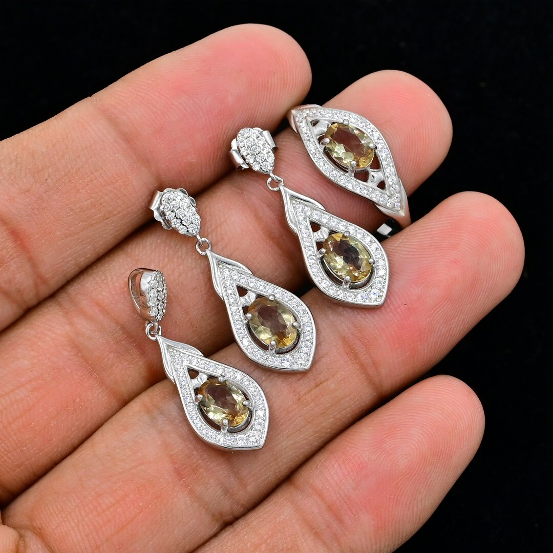7x5 MM Oval Color Changing Stone Jewelry Set, 925 Sterling Silver, June ...