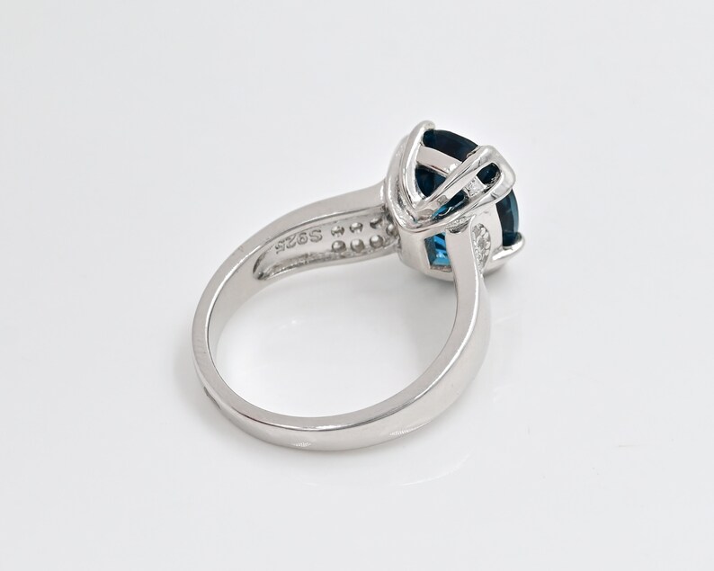 9x11 MM Natural London Blue Topaz Ring, 925 Sterling Silver, Solitaire ...