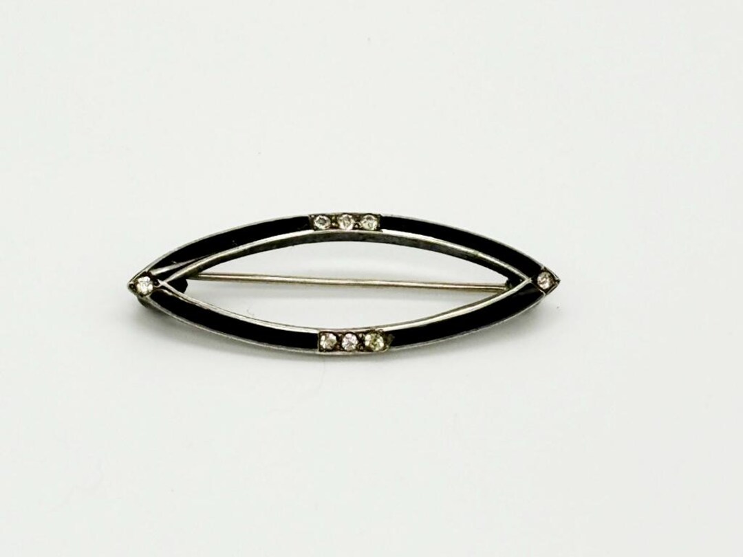 Sterling and Black Enamel Small Pin - Etsy