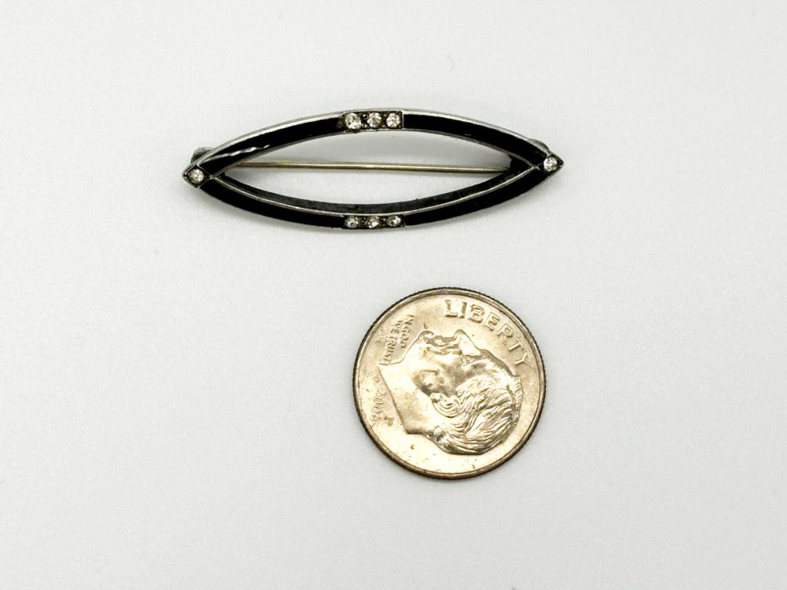 Sterling and Black Enamel Small Pin - Etsy