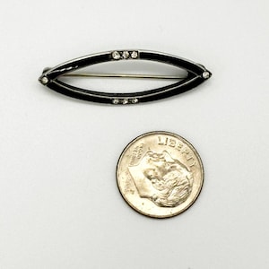 Sterling and Black Enamel Small Pin - Etsy