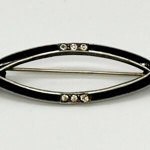Sterling and Black Enamel Small Pin - Etsy