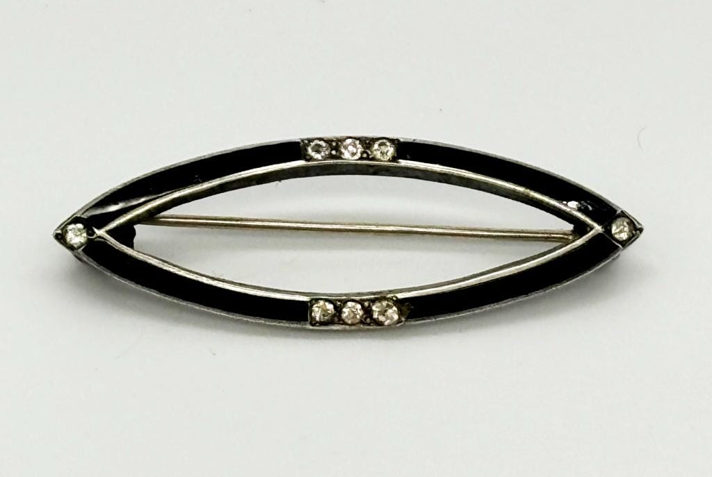 Sterling and Black Enamel Small Pin - Etsy