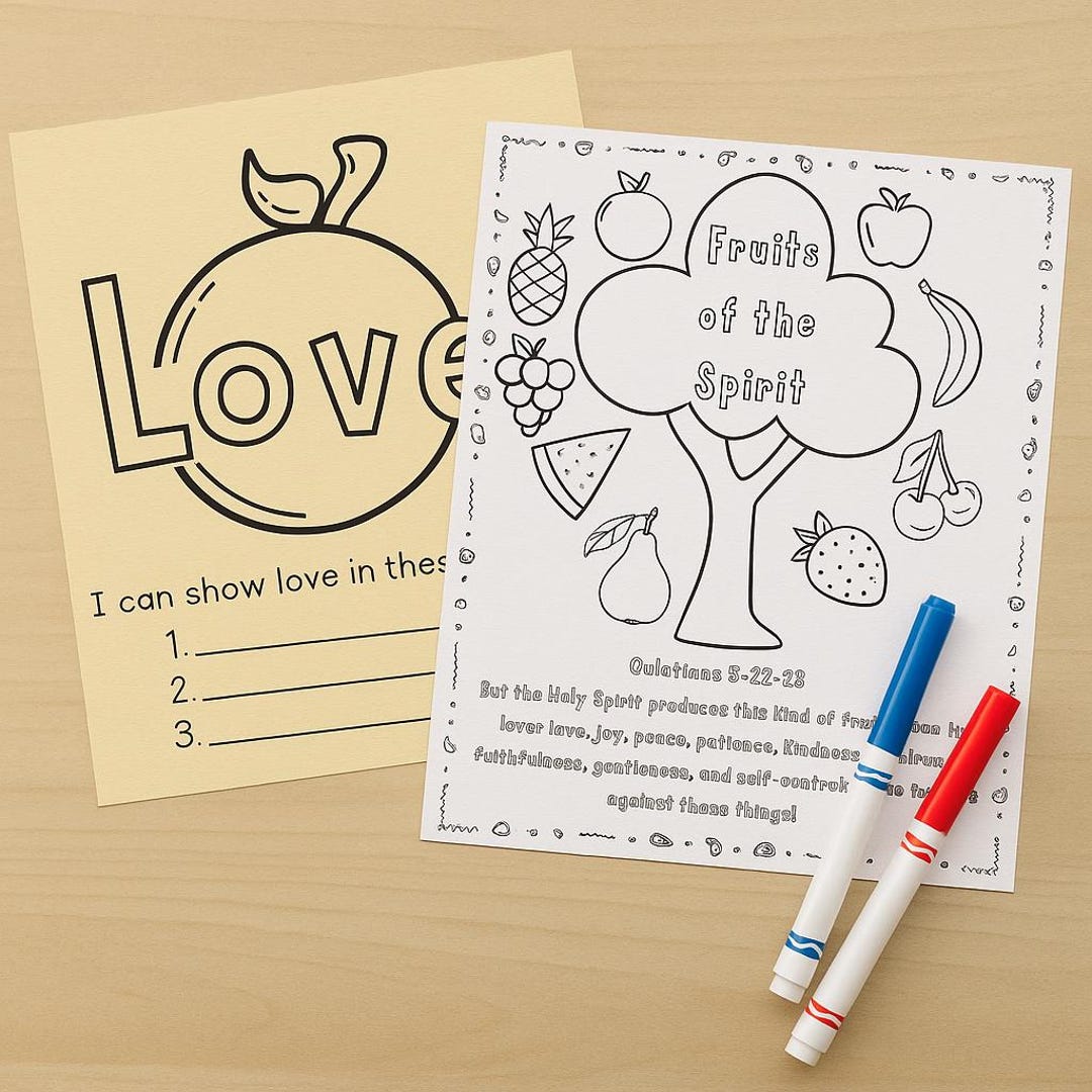 Fruits of the Spirit Coloring Pages and Worksheets - Etsy Canada