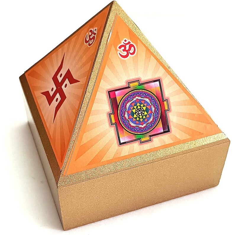 Unique Pyramid Wish Cash Wooden Box With Inside Mirror Shree - Etsy