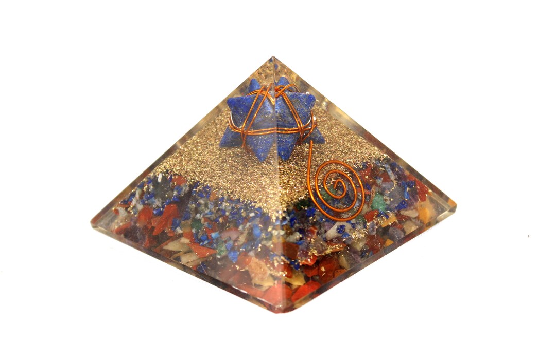 Lapis Merkaba Chakra Orgone Pyramid Approx. 2.5 Communication Creativity Awareness Emotional ...