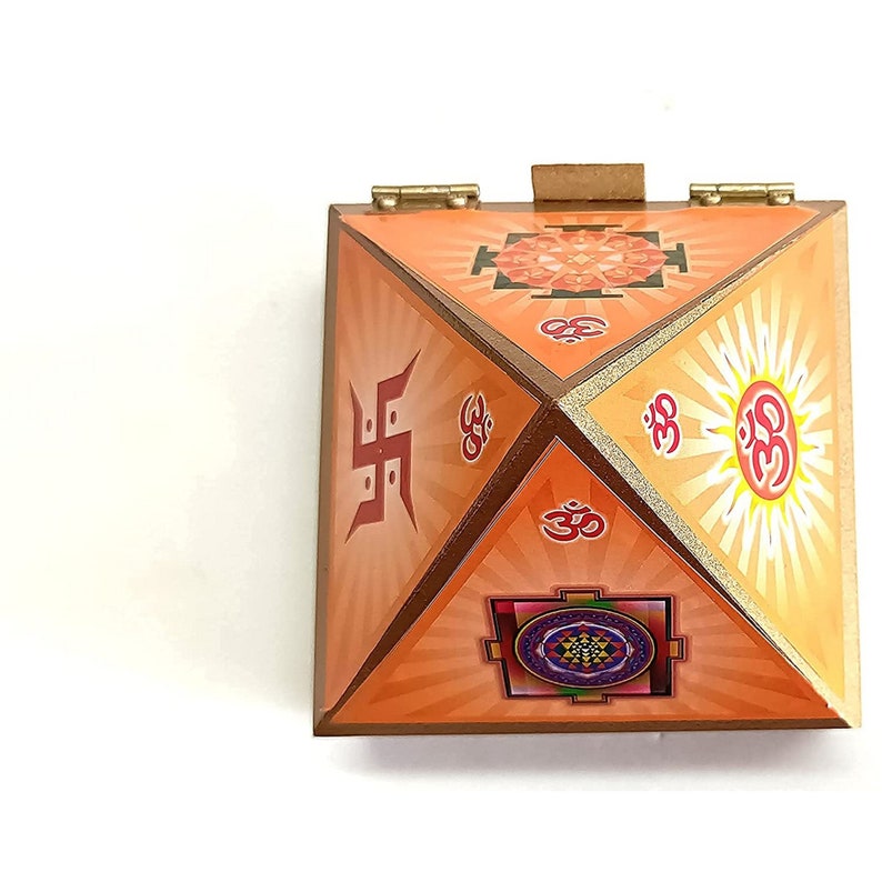 Unique Pyramid Wish Cash Wooden Box With Inside Mirror Shree - Etsy