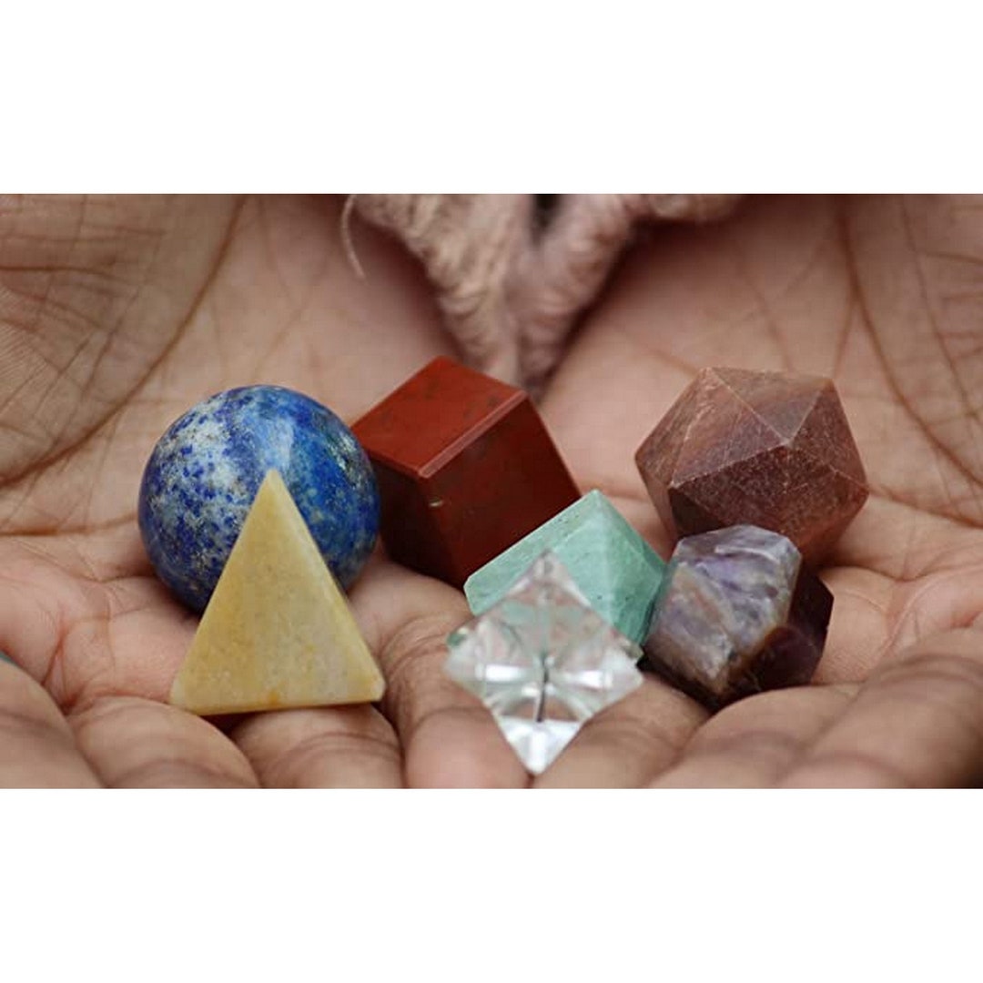 7 Chakra Geometry Set Platonic Solids Healing Crystal Therapy Booklet ...
