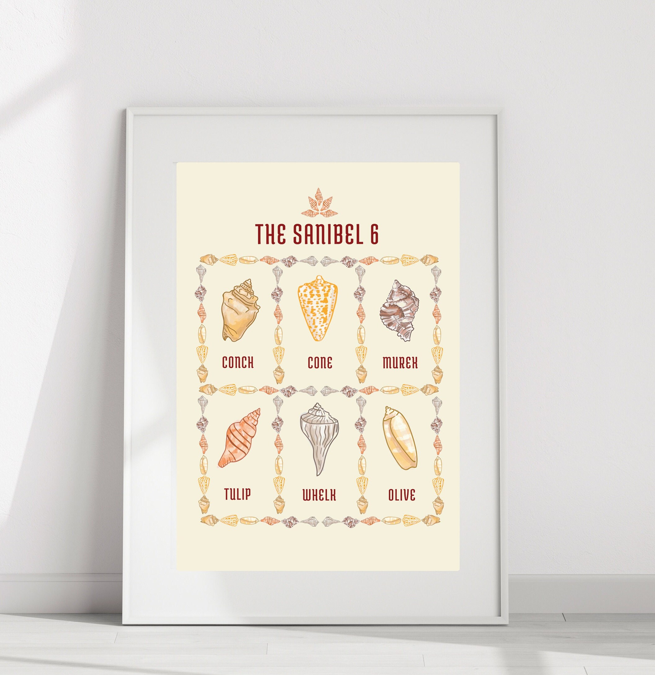 Seashell Poster- the Sanibel 6 Poster, Sanibel FL Poster - Etsy