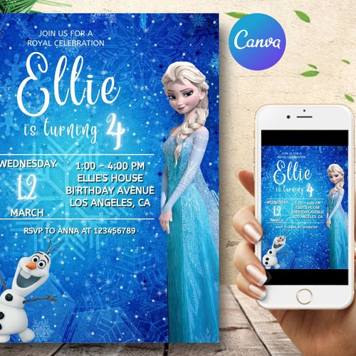 Frozen Elsa Party Birthday Invitation Elsa Frozen Invite - Etsy Australia