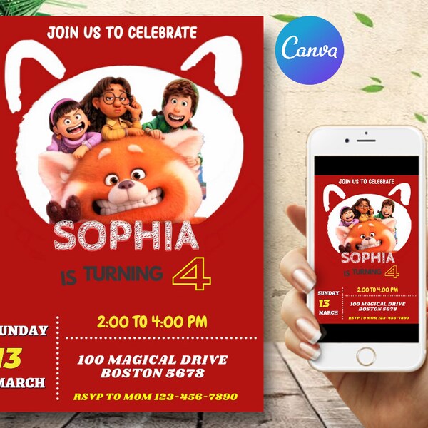 Turning Red Party Invitations - Etsy