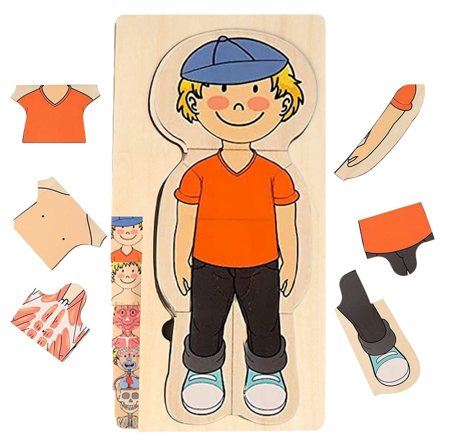 HIGH FIVE 29 Piece Boys Anatomy Play Set Wooden Body Puzzle for Kids ...
