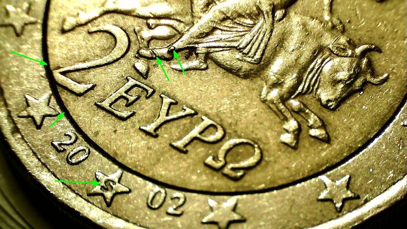 Zeldzame Griekse 2 Euromunt uit 2002 met fouten. Finse Munt - Etsy ...