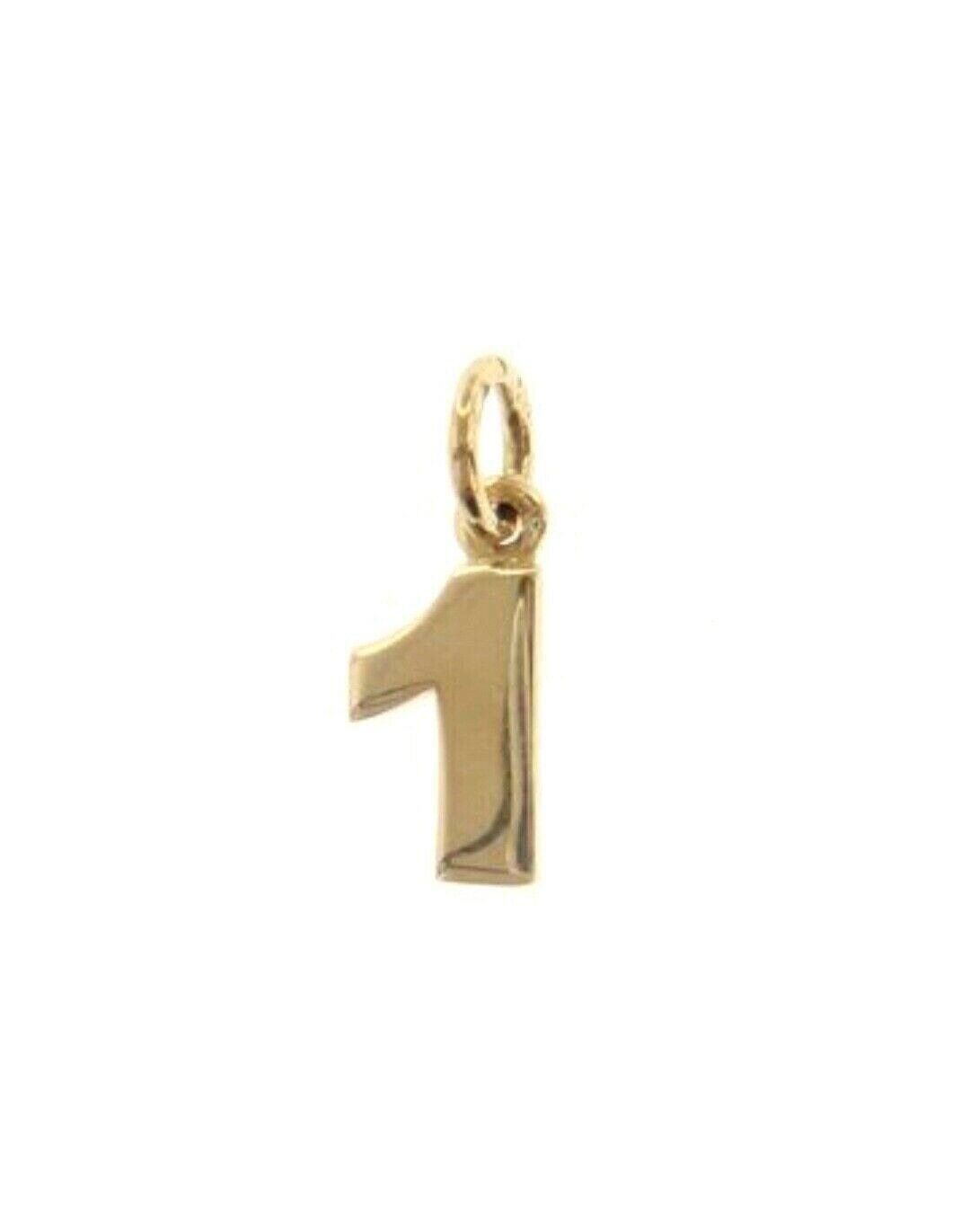 18k Yellow Gold Number 1 One Small Pendant Charm, 0.4", 10mm - Etsy