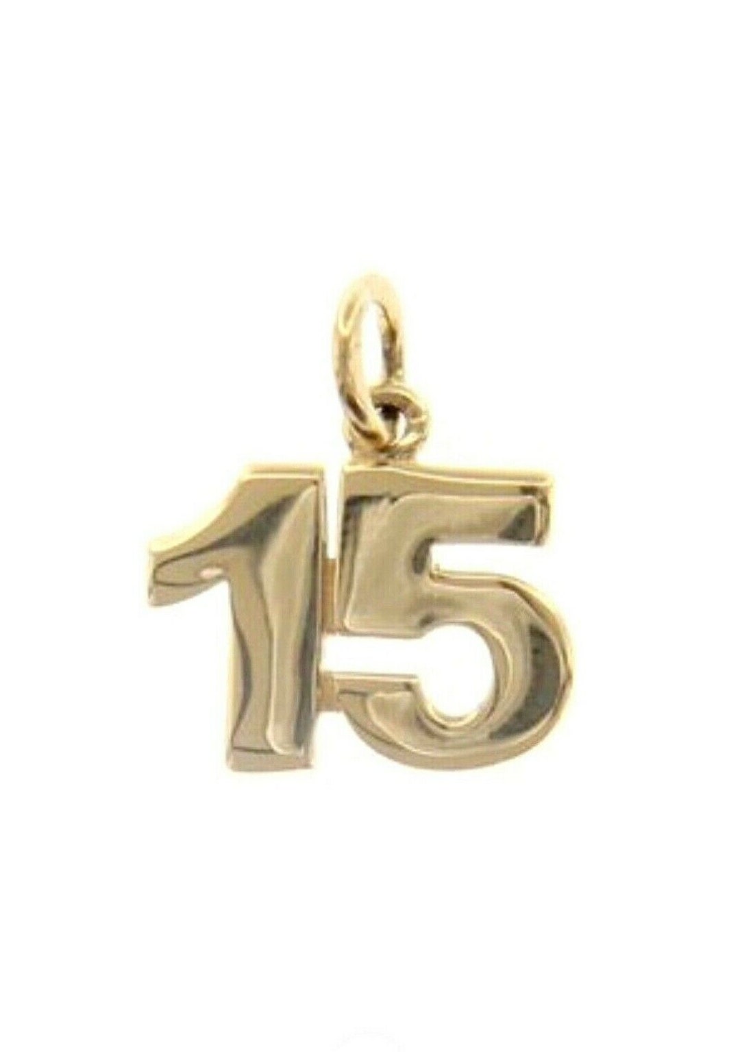 18k Yellow Gold Number 15 Fifteen Small Pendant Charm, 0.4, 10mm - Etsy