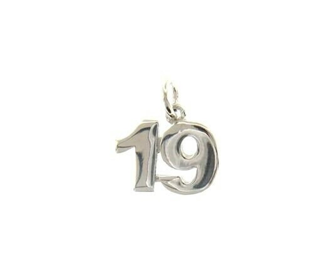 18k White Gold Number 19 Nineteen Small Pendant Charm - Etsy