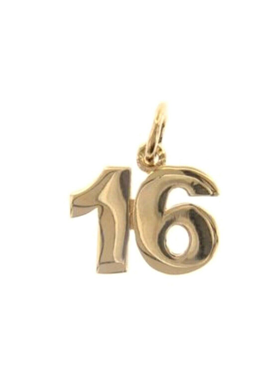 18k Yellow Gold Number 16 Sixteen Small Pendant Charm, 0.4, 10mm - Etsy