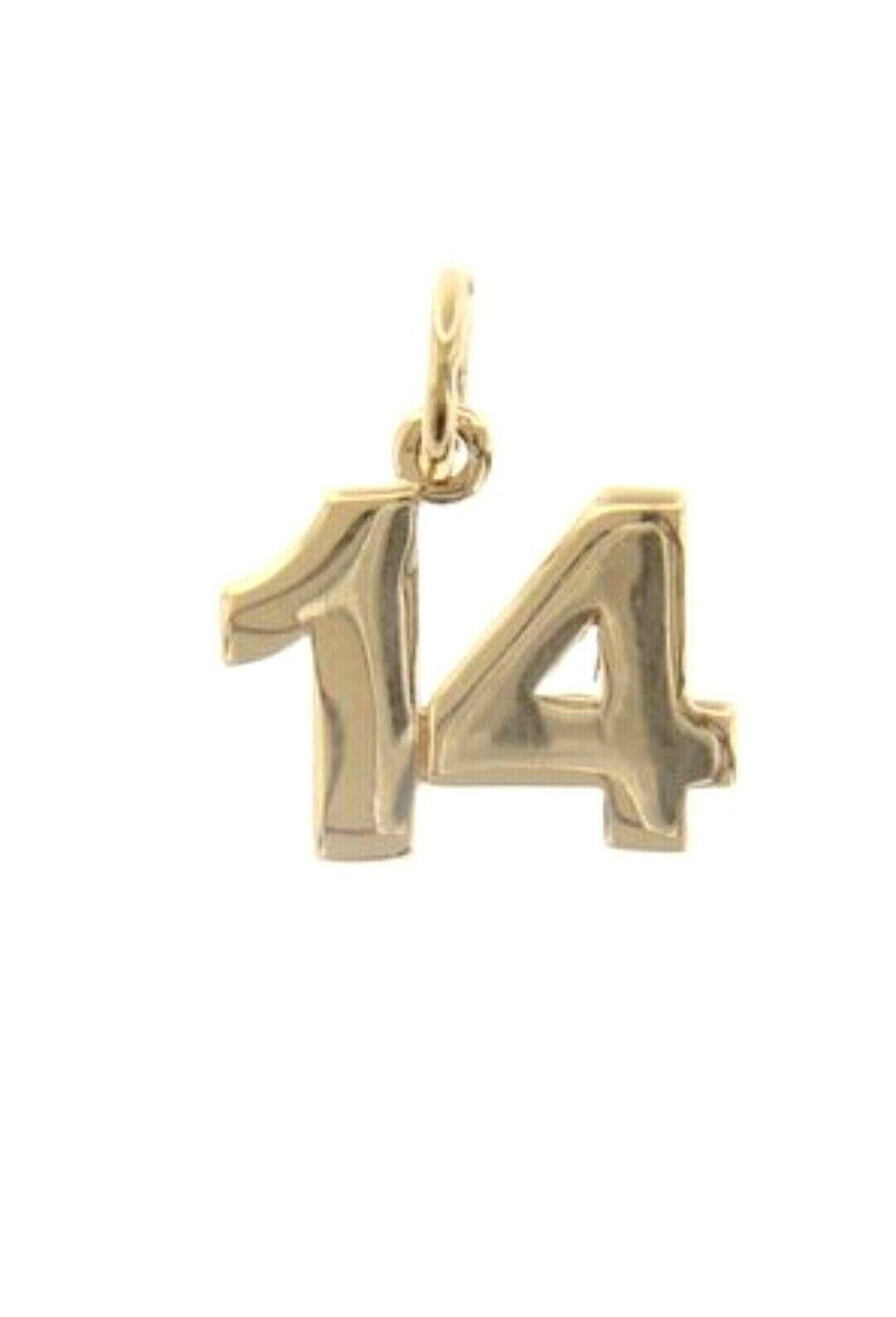 18k Yellow Gold Number 14 Fourteen Small Pendant Charm, 0.4, 10mm - Etsy