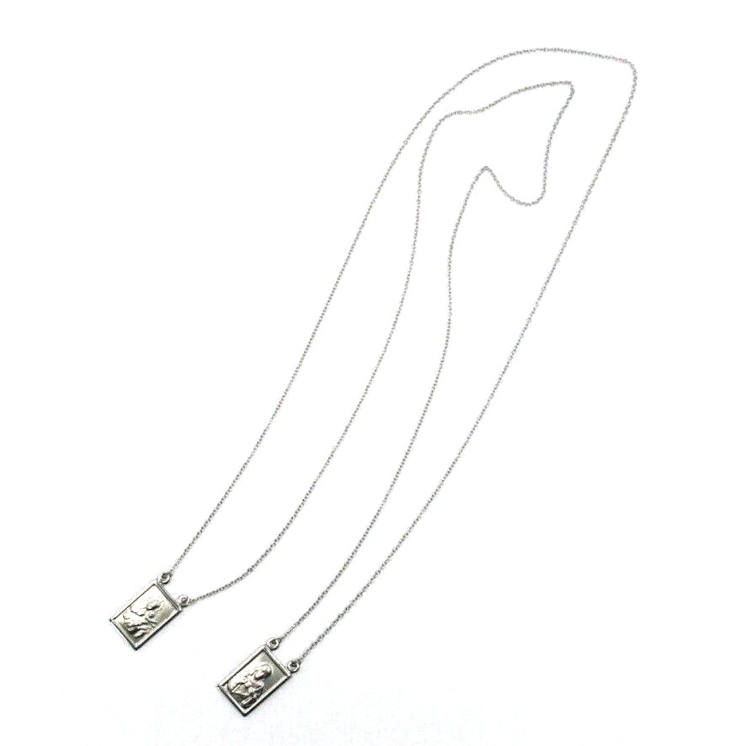 18k White Gold Scapular Necklace With 2 Medals Lady Mount - Etsy