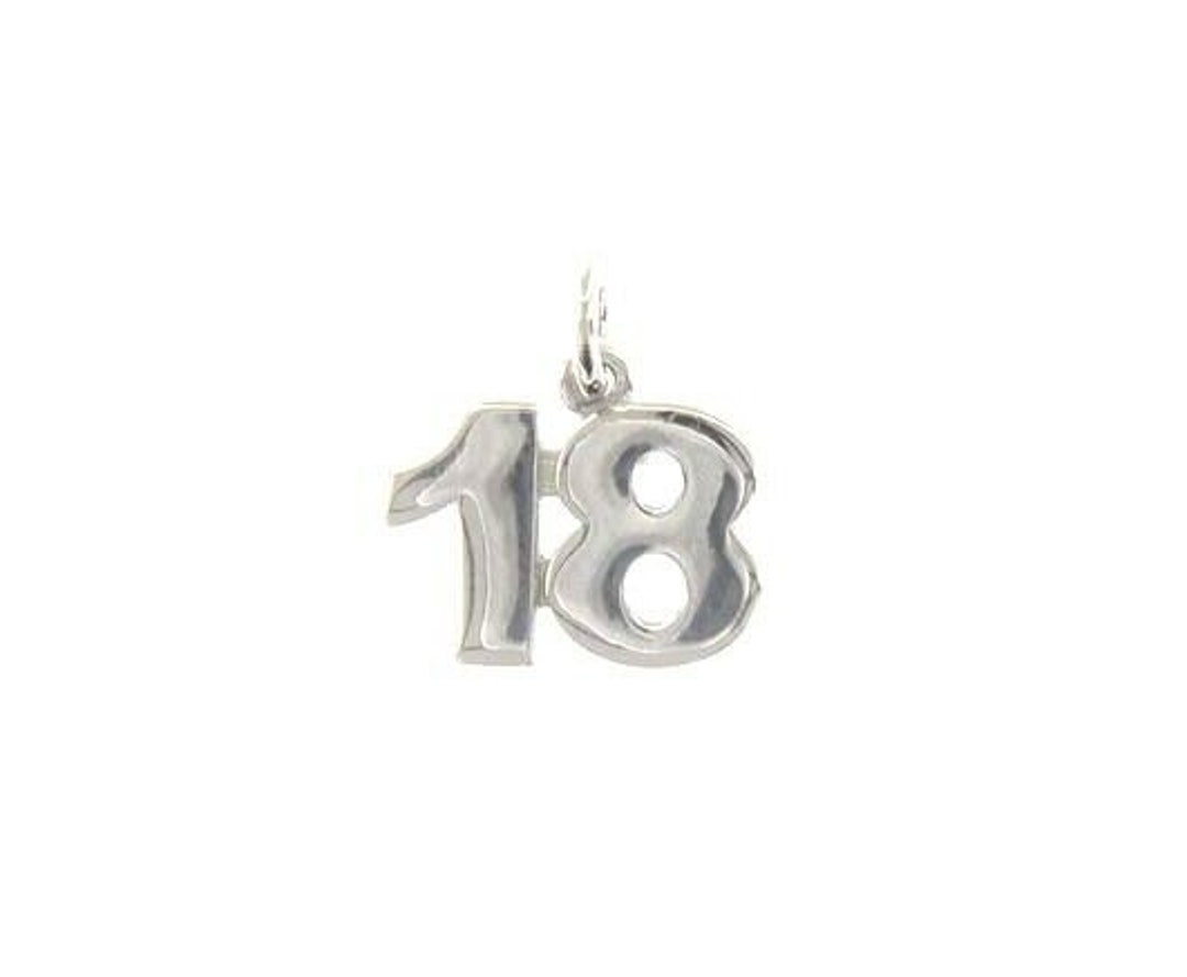 18k White Gold Number 18 Eighteen Small Pendant Charm - Etsy